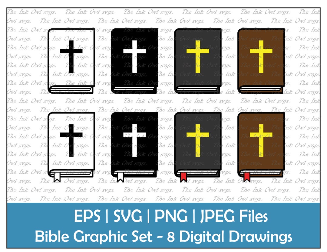 Bible Vector Clipart Set / Outline & Colored Drawing Graphic ...