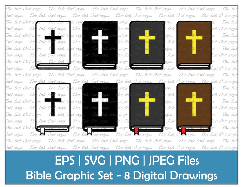 Bible Vector Clipart Set / Outline & Colored Drawing Graphic / - Etsy