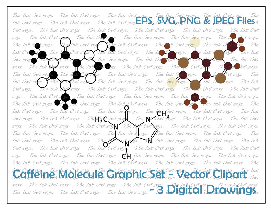 Caffeine Molecule Vector Clipart Set / Coffee Chemical Make up / PNG ...
