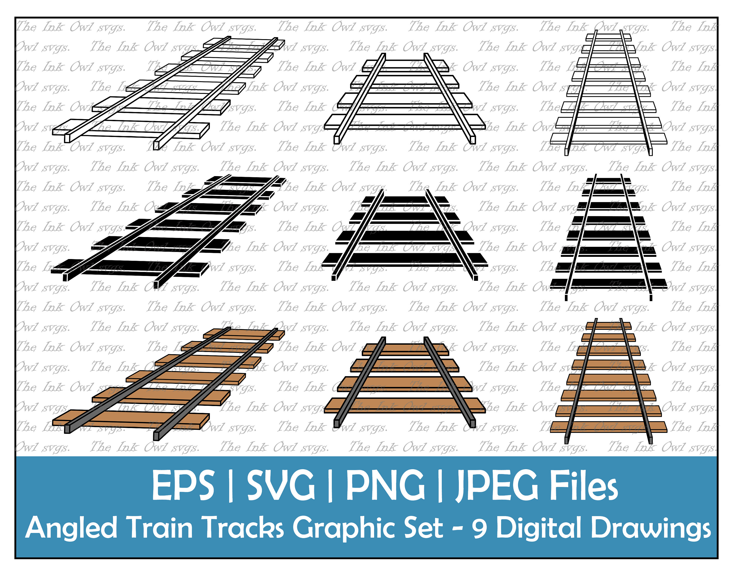 Angled Train Tracks Railroad Clipart Set / Outline Stamp - Etsy Canada