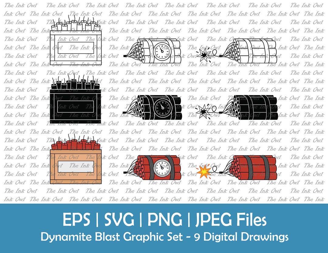 Dynamite Explosives Vector Clipart Set / Outline, Silhouette & Color ...