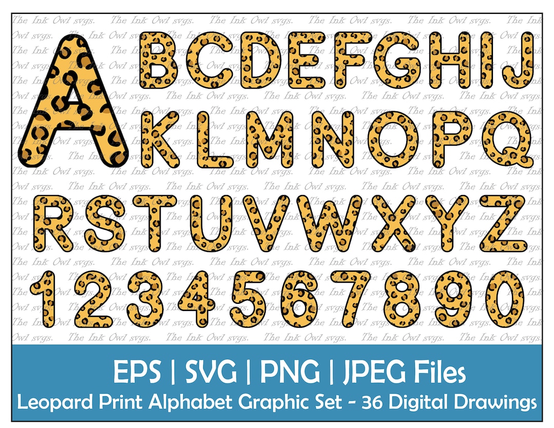 Leopard Print Alphabet Letters & Numbers Vector Clipart / Color Text ...