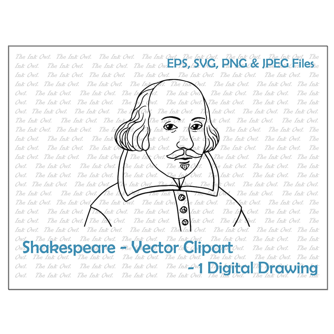 Shakespeare Outline Vector / Clipart Drawing Graphic / PNG, JPG, SVG ...