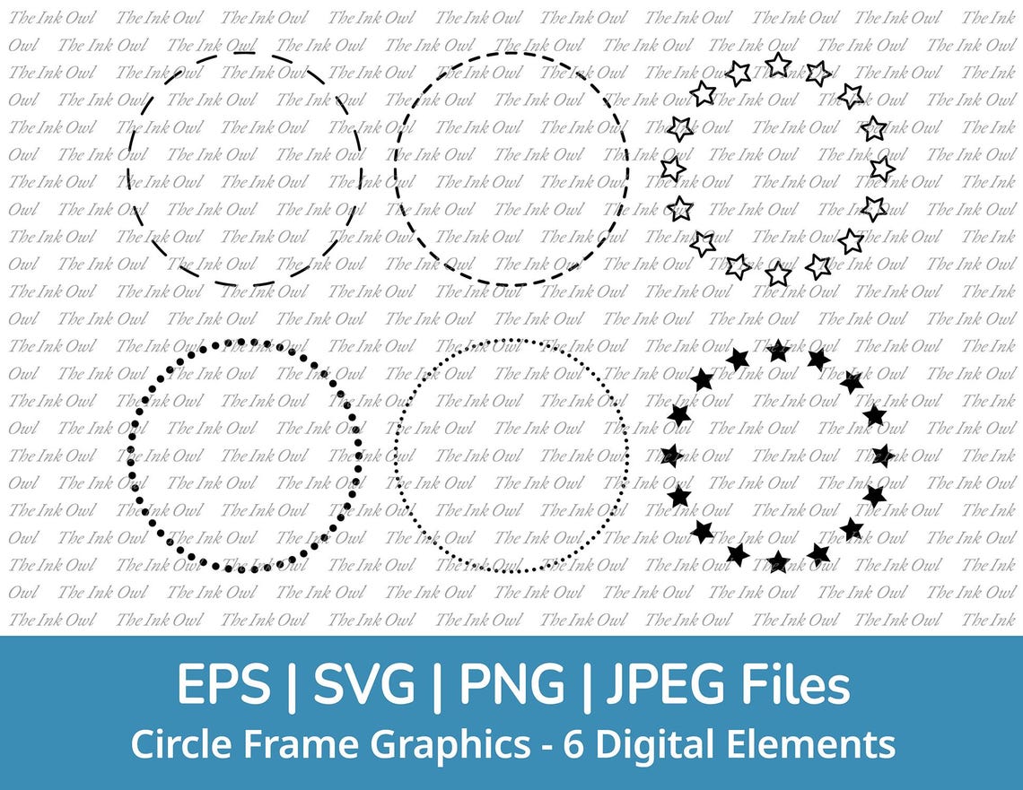 Circle Frame Set Vector Clipart / Drawing Illustrations Graphic / Dots ...