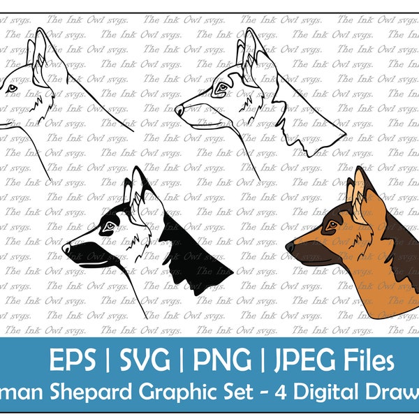 German Shepard Outline - Etsy