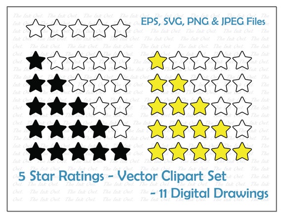 5 Star Rating / Review SVG Vector Graphics Black and Gold | Etsy