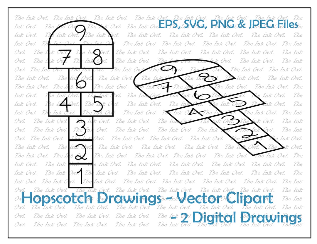 Hopscotch Playground Game Chalk Outline Clipart / Drawing Graphic ...