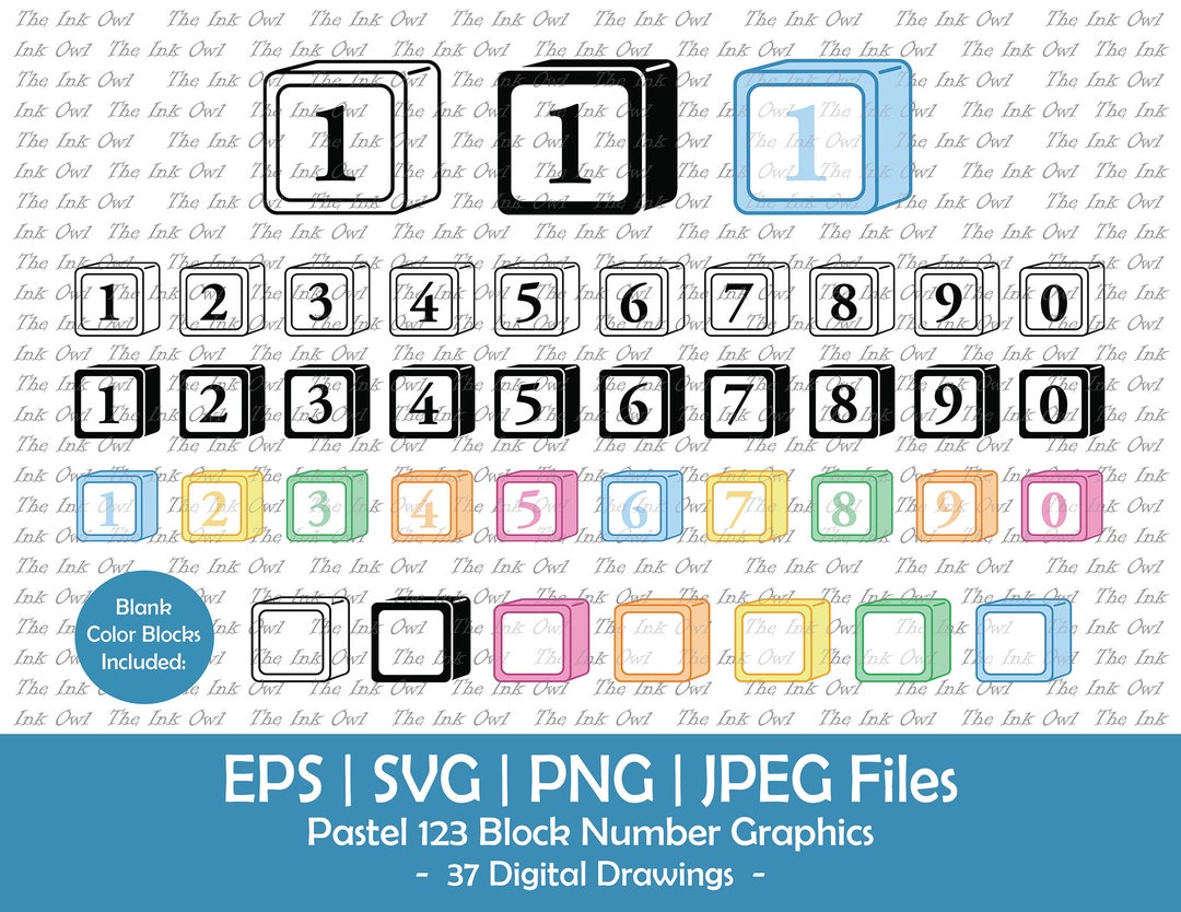 Pastel 123 Number Stacking Blocks Vector Clipart Set / Colorful Drawing ...