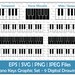 Piano Keys Vector Clipart Set / Outline, Stamp Silhouette & Color ...