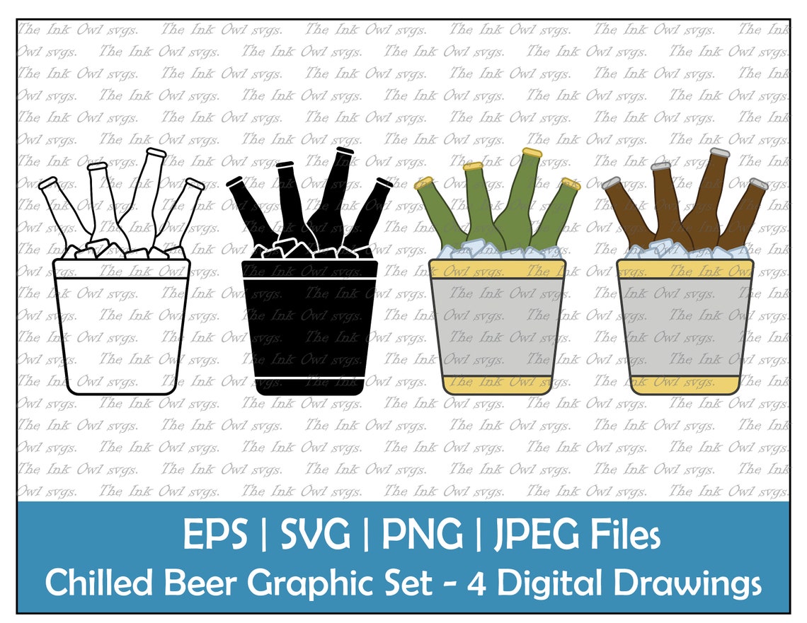 Chilled Beer Bucket Vector Clipart Set / Outline & Stamp - Etsy