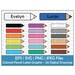 Colored Pencil Name Label Clipart Set / Outline, Silhouette & Color ...