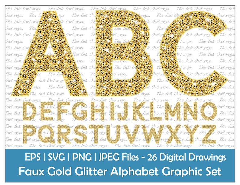 Gold Glitter Alphabet Letters Vector Clipart Set / Text - Etsy