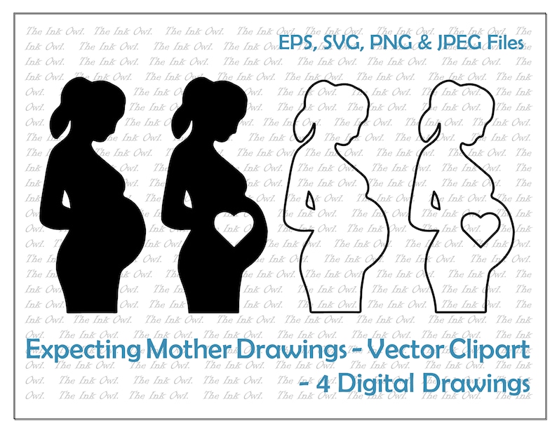 Expecting Mother - Vector Clipart / Pregnant, Birth Announcement, Heart ...