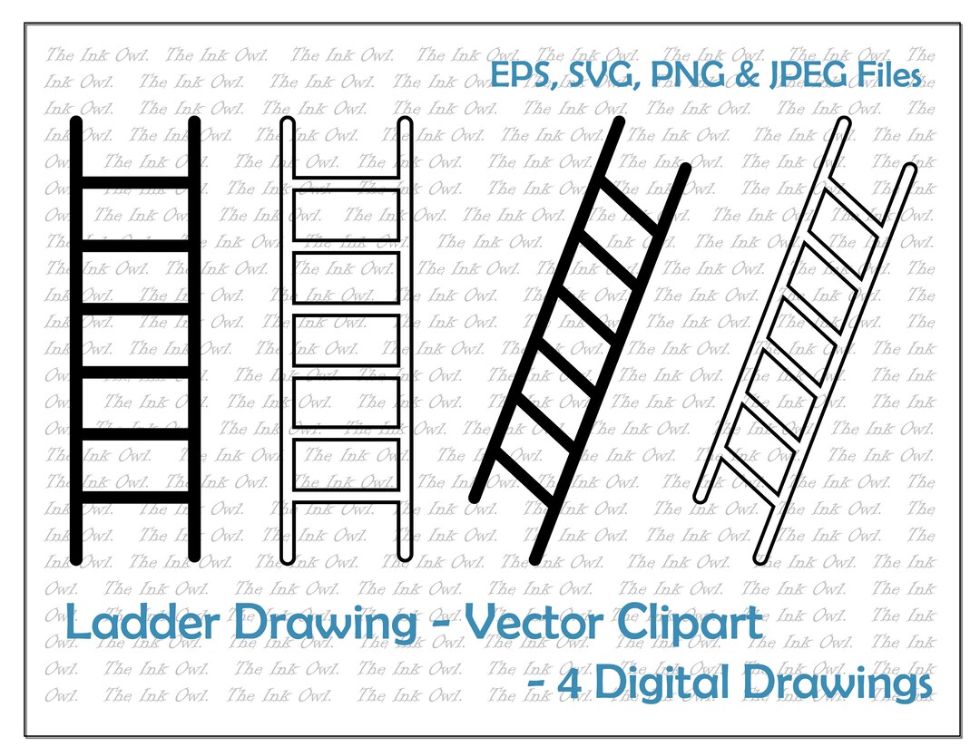 Simple Ladder Vector Clipart / Outline & Stamp Drawing - Etsy Singapore