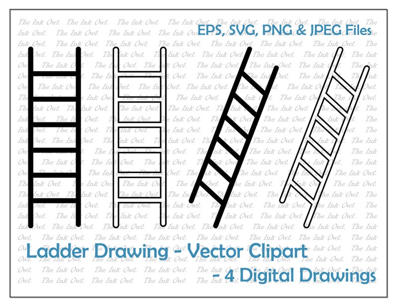 Simple Ladder Vector Clipart / Outline & Stamp Drawing | Etsy