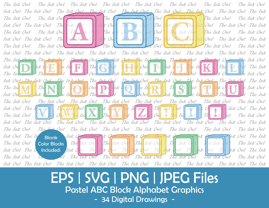 Pastel ABC Alphabet Letter Blocks Vector Clipart / Colorful Drawing ...