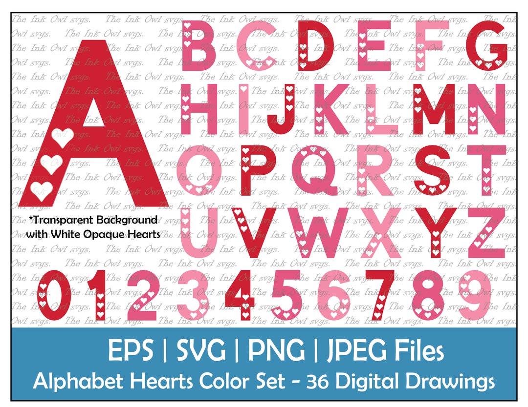 Heart Cutout Alphabet Letters and Numbers Vector Clipart / Pink and Red ...