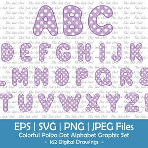 Colorful Polka Dot Alphabet Letters Vector Clipart / Text Graphics ...