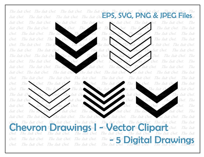 Chevron Icon Drawing Set Vector Clipart / Outline & Stamp - Etsy