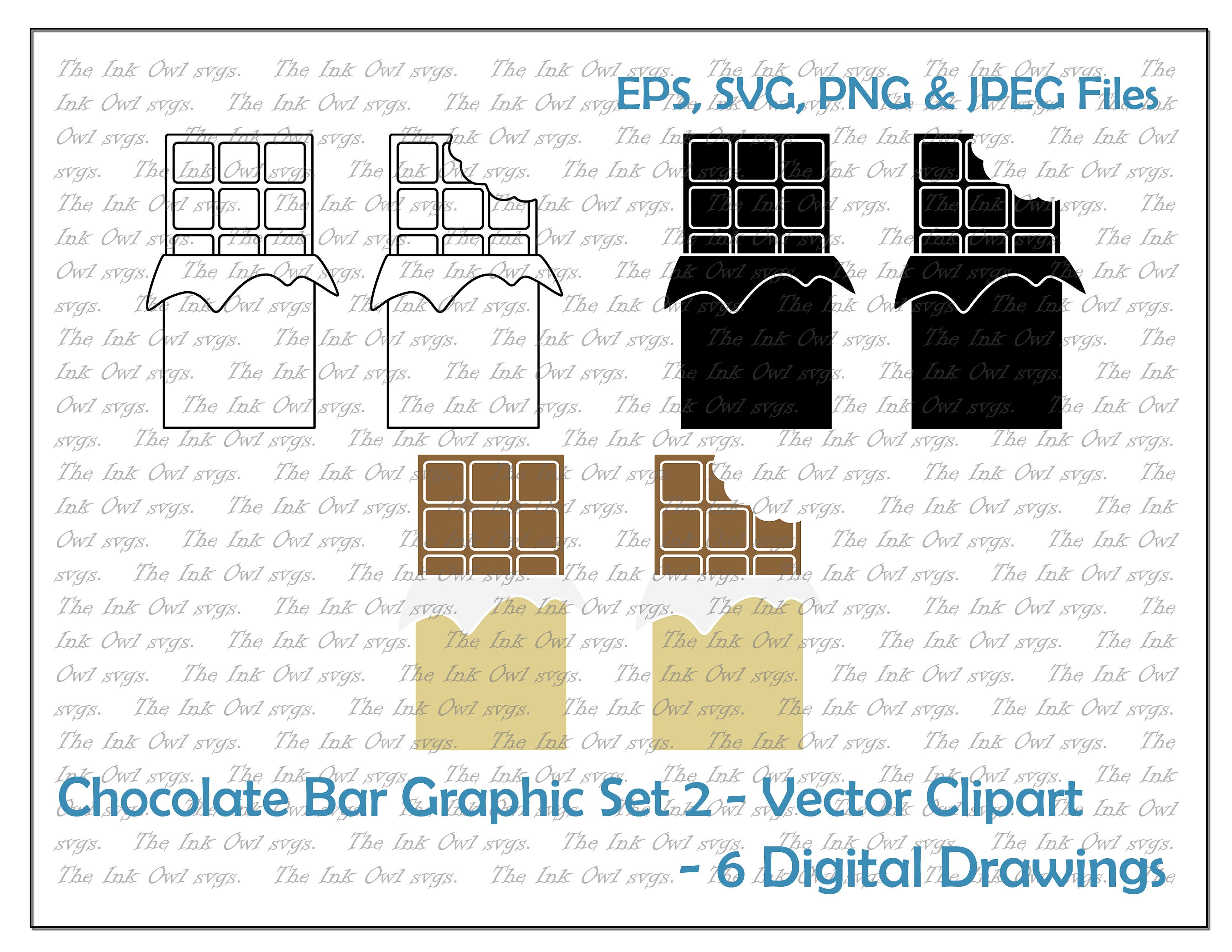 Chocolate Candy Bar With Wrapper Vector Clipart / Outline & - Etsy