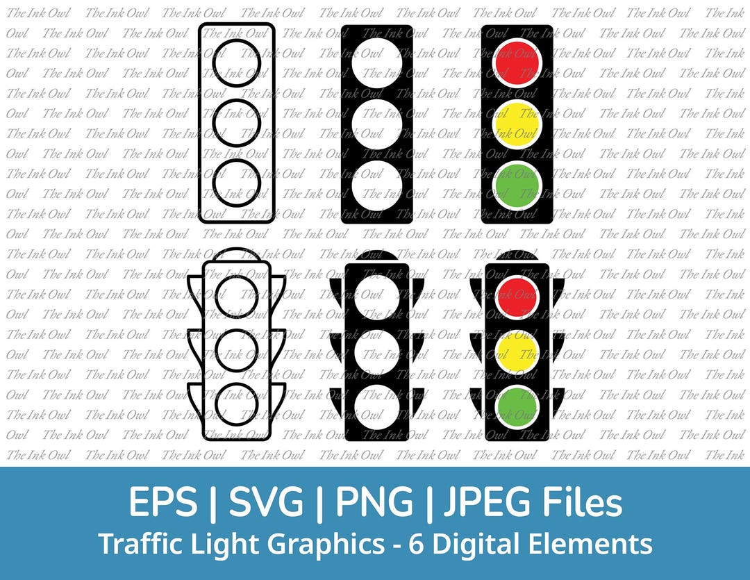 Traffic Lights Svg Vector Clipart Graphic Set / Outline & Stamp ...