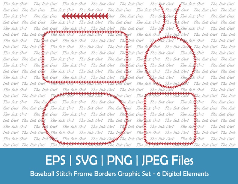 Baseball Softball Stitch Frame Border Clipart Set / Decorative Sports ...