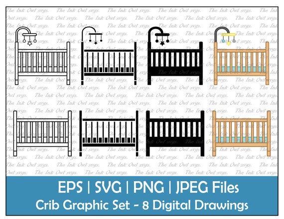 Baby Crib Vector Clipart Set / Outline Stamp and Color - Etsy Canada