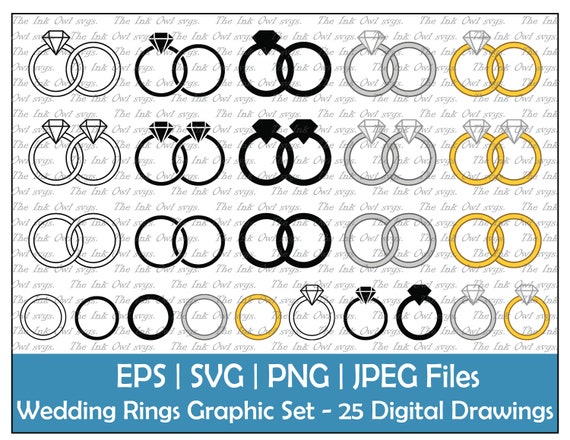 Linked Diamond Wedding Rings Clipart