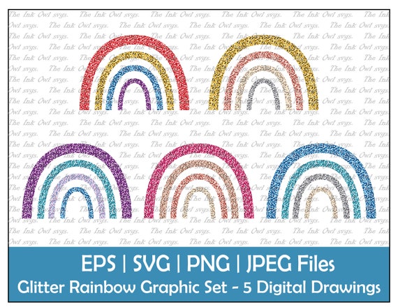 Glitter Rainbow Clipart Set / Faux Sparkle Graphic / Silver - Etsy Canada