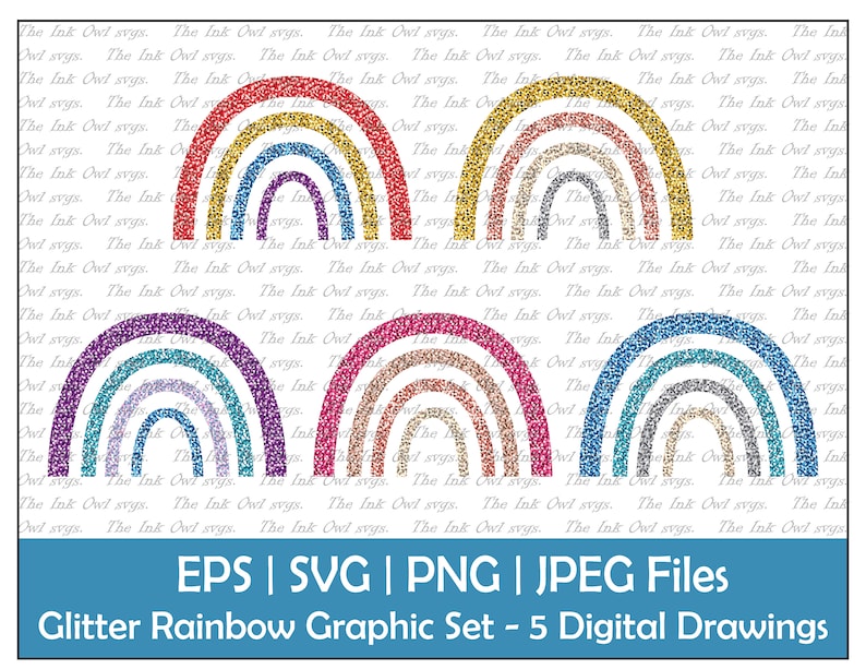 Glitter Rainbow Clipart Set / Faux Sparkle Graphic / Silver, Gold, Red ...