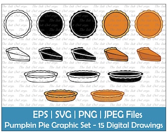 Pumpkin Pie Clip Art PNG and JPG - Etsy