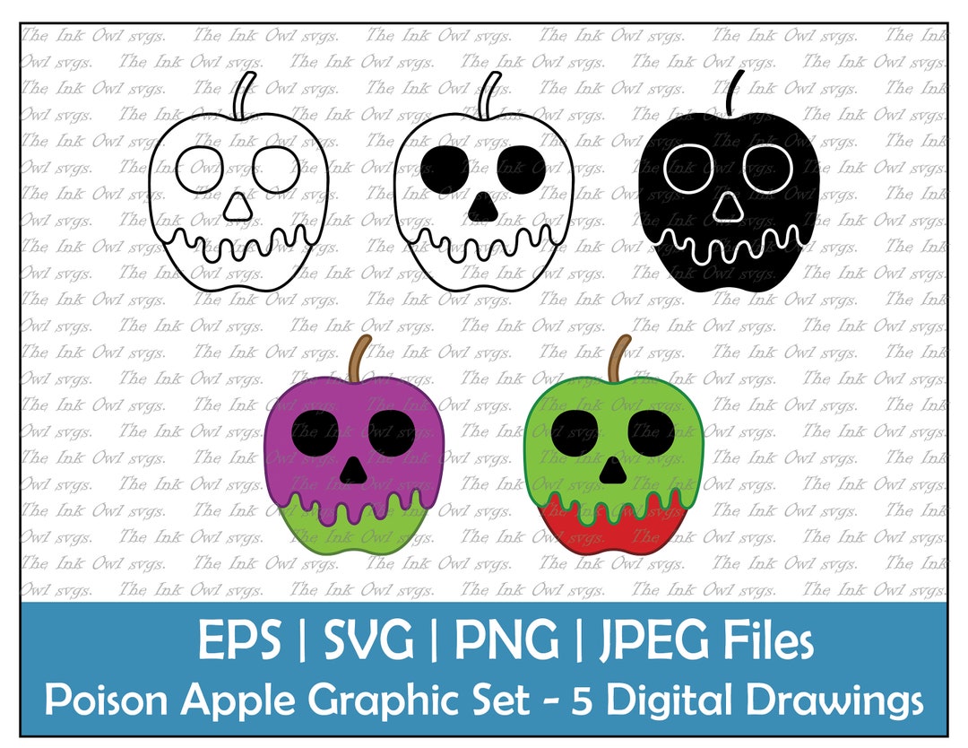 Poison Apple Vector Clipart / Outline, Silhouette Stamp & Color Drawing ...