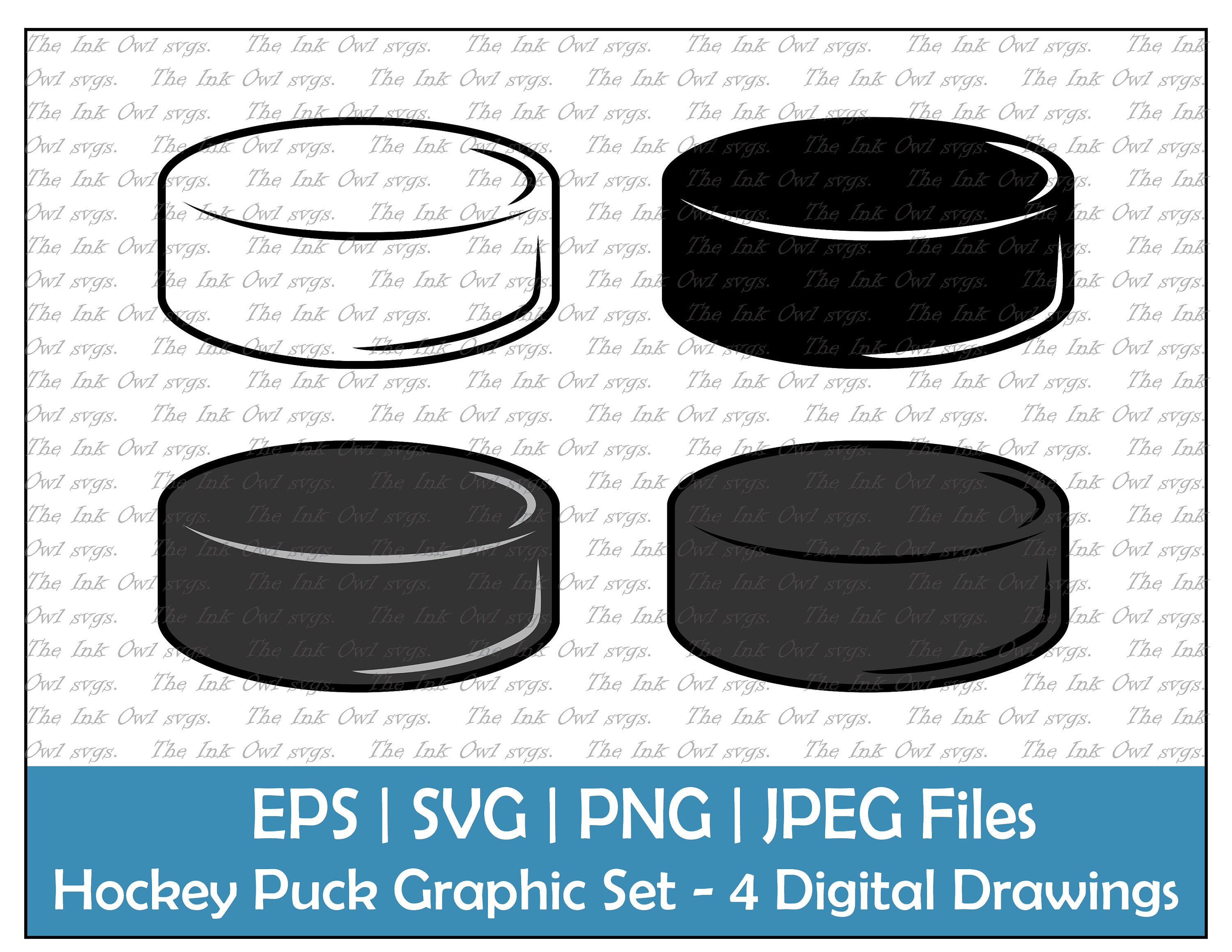Hockey Puck Vector Clipart Set / Outline & Stamp Drawing - Etsy Canada
