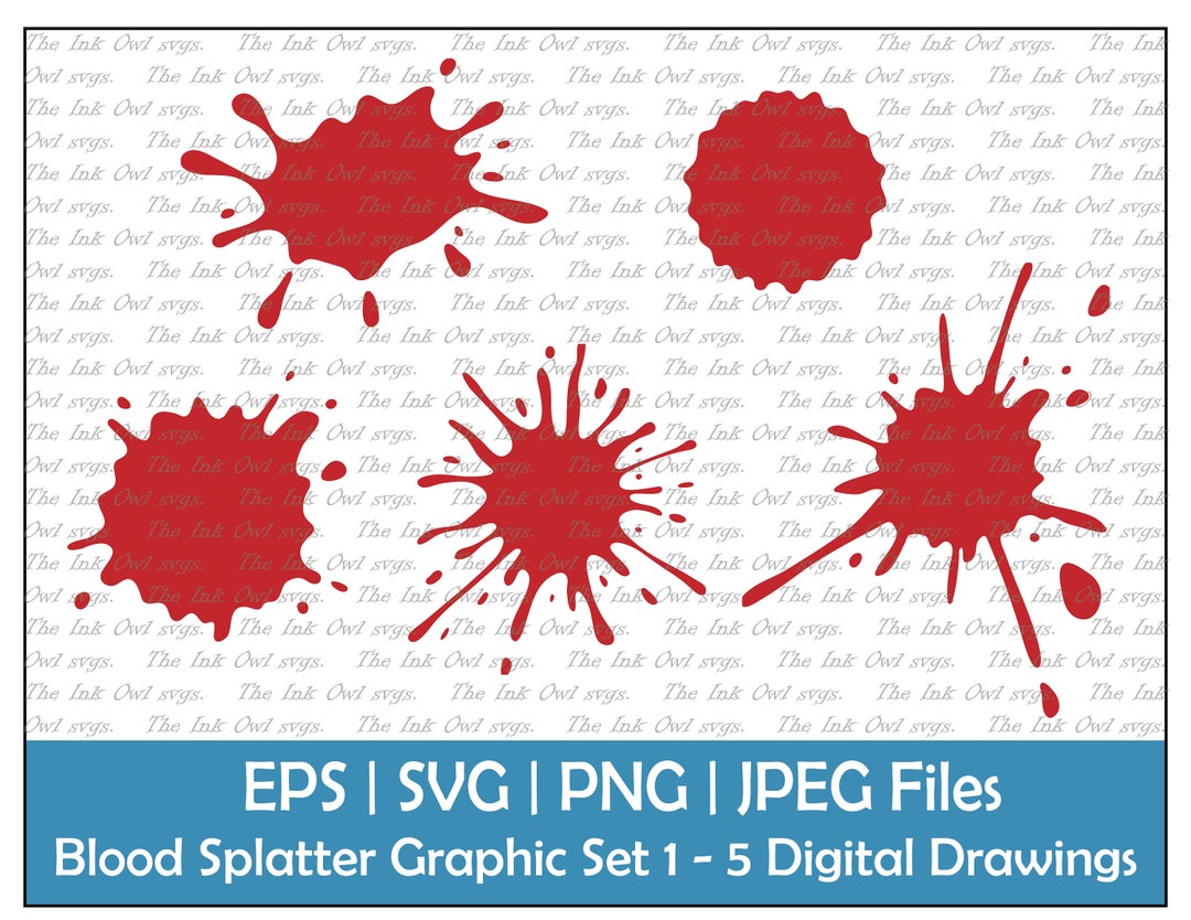 Blood Splatter Drip Vector Clipart Set 1 / Outline & Stamp Graphic ...