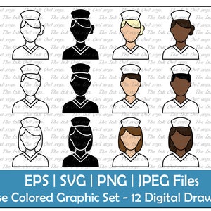 Nursing Vector Clipart Bundle / Outline, Silhouette & Color Graphics ...