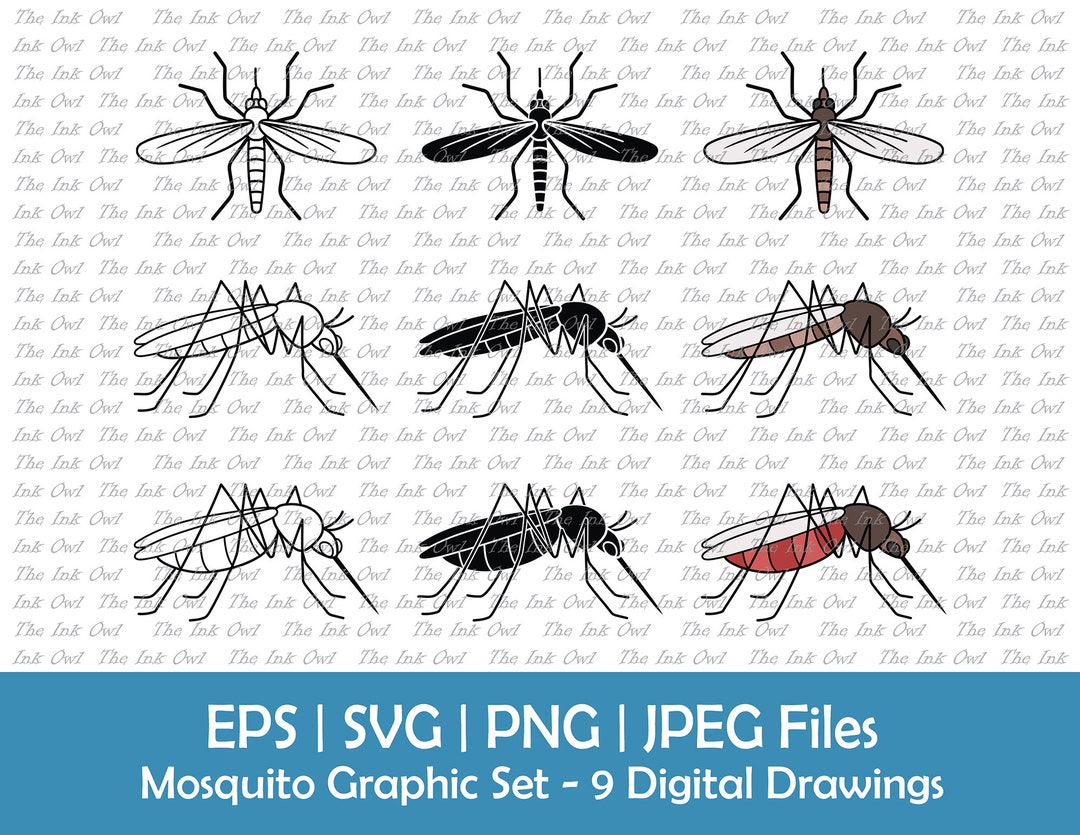 Mosquito Insect Vector Clipart / Outline, Silhouette Stamp & Color ...