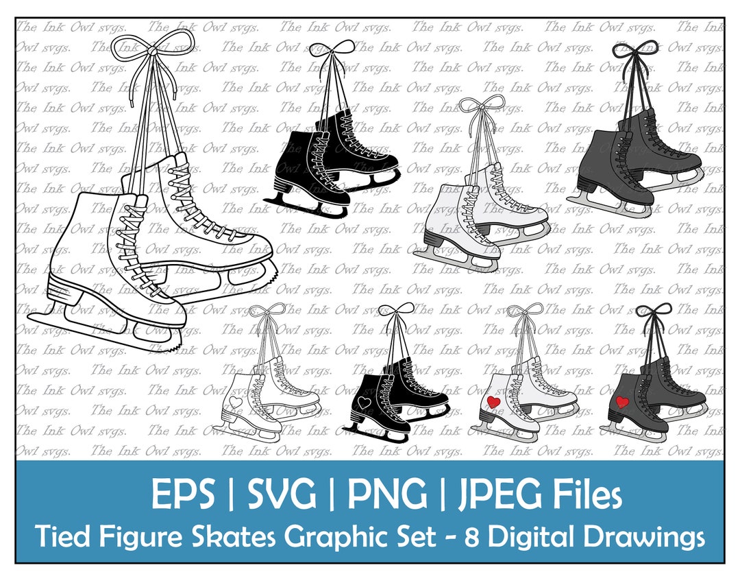 Tied Hanging Figure Skates or Ice Skates Clipart Set / Outline ...