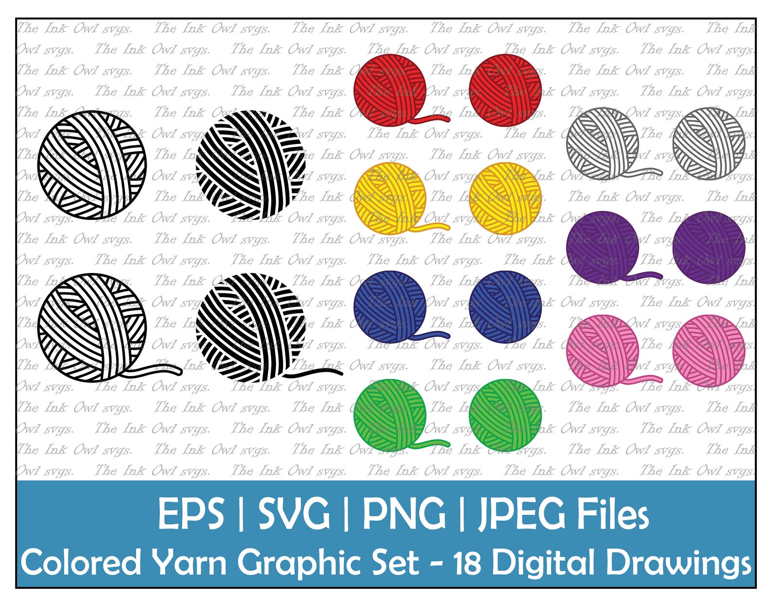 Ball of Yarn Vector Clipart Set / Multi Colored Drawing | Etsy