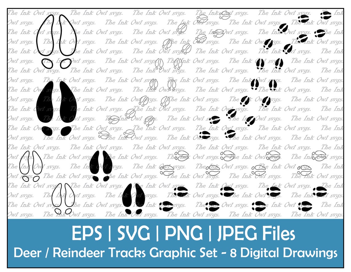 Deer or Reindeer Tracks Vector Clipart Set / Outline & - Etsy
