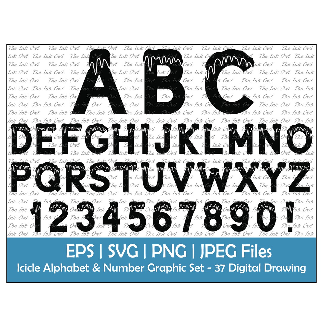 Icicle Letter Alphabet and Number Clipart / Silhouette Stamp Text ...