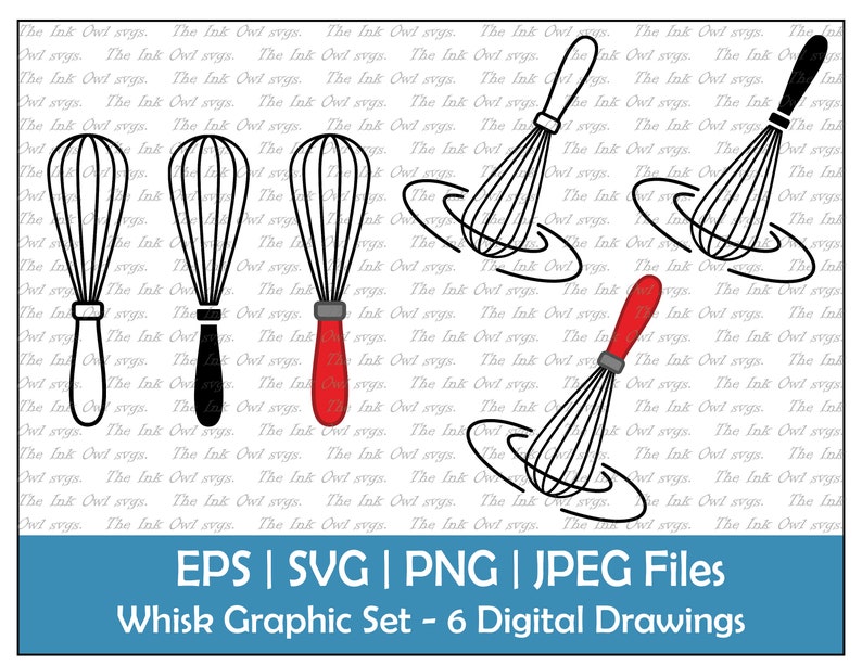 Whisk Vector Clipart / Outline & Stamp Graphic/ Baking Cooking / PNG ...