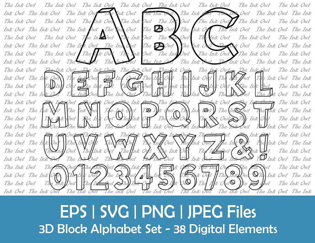 3D Block Letter Alphabet and Number Vector Clipart / Transparent ...