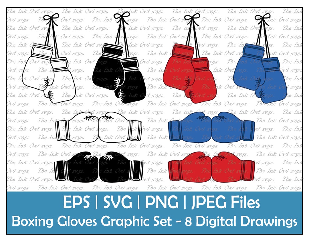 Boxing Gloves Hanging Vector Clipart Set / Outline, Stamp and Color ...