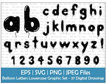 Balloon Alphabet Letters and Numbers Ten Complete Sets in Different ...