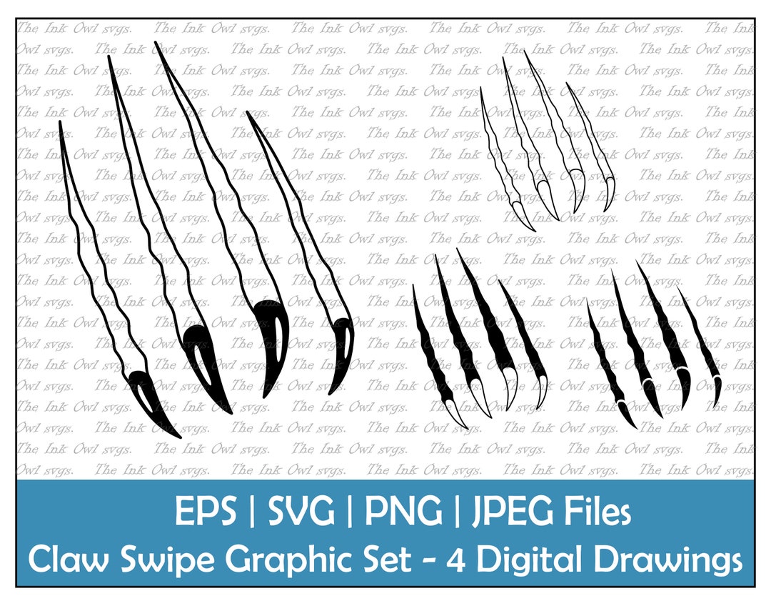 Claw or Talon Scratch Vector Clipart Set / Outline & Silhouette ...