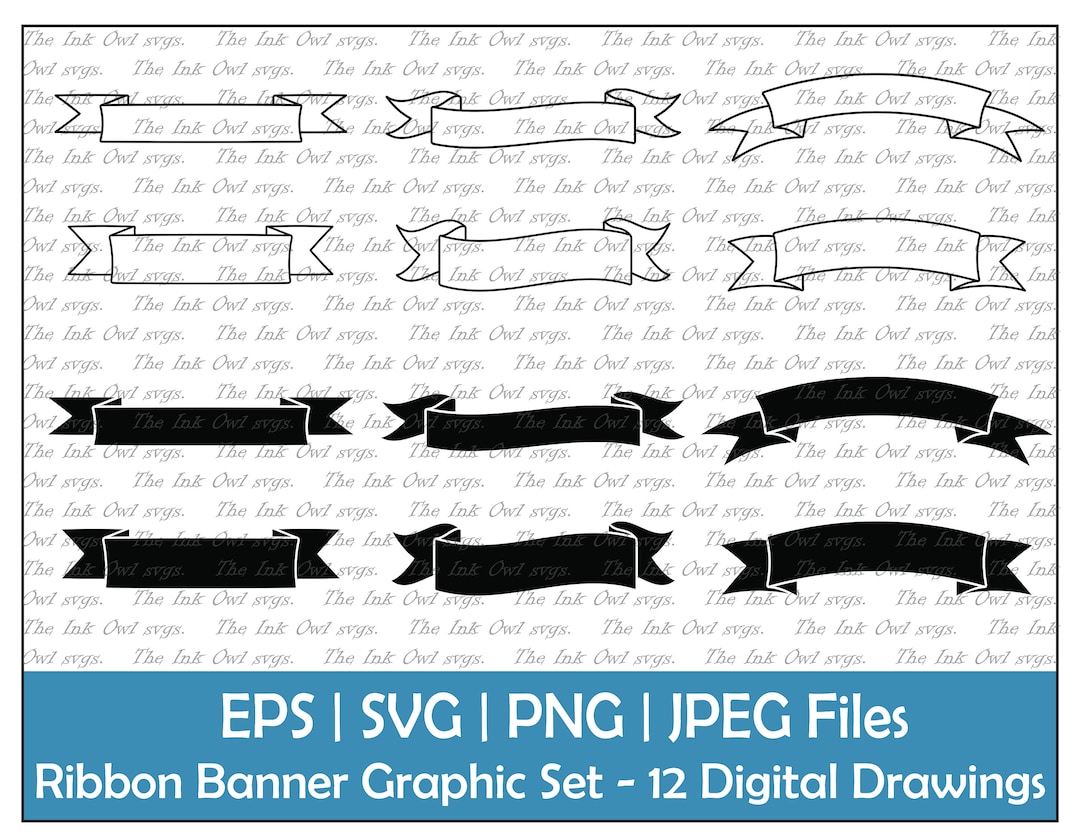 Ribbon Banner Sign Template Clipart / Outline & Silhouette Stamp ...
