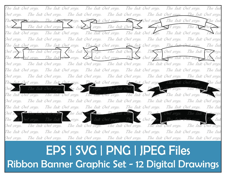 Ribbon Banner Sign Template Clipart / Outline & Silhouette - Etsy