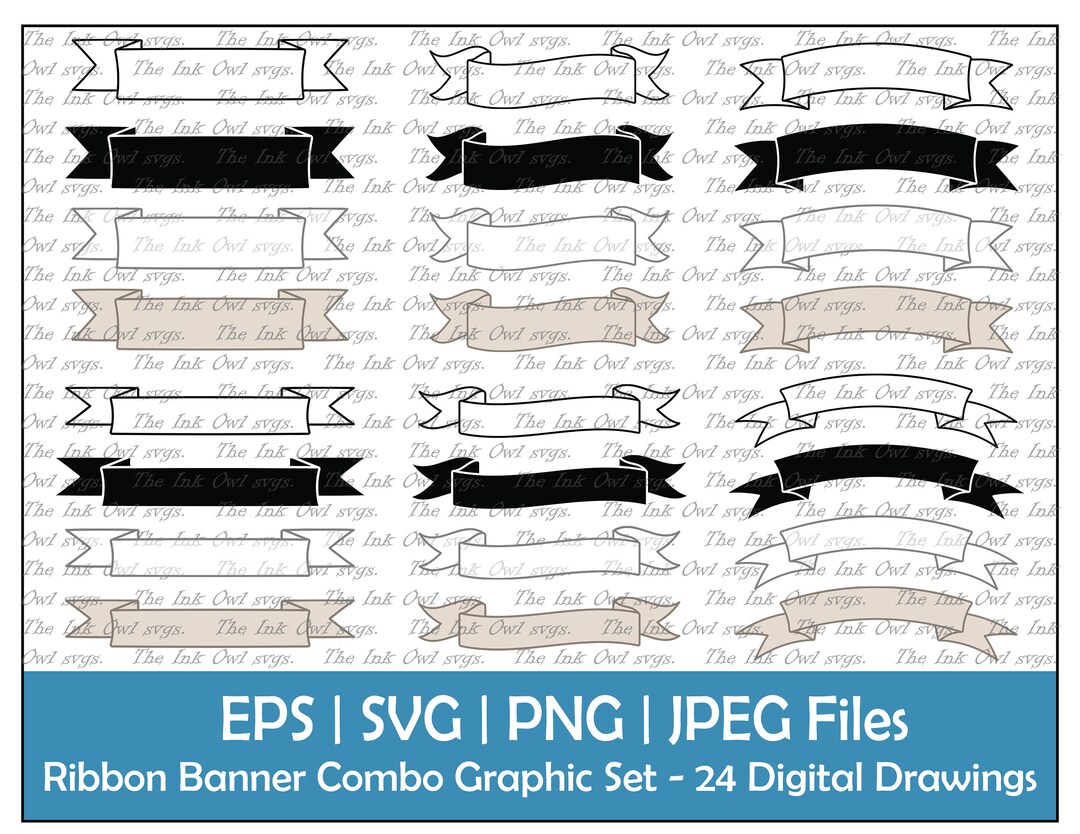 Blank Ribbon Banner Sign Template Clipart / Outline, Silhouette Stamp ...