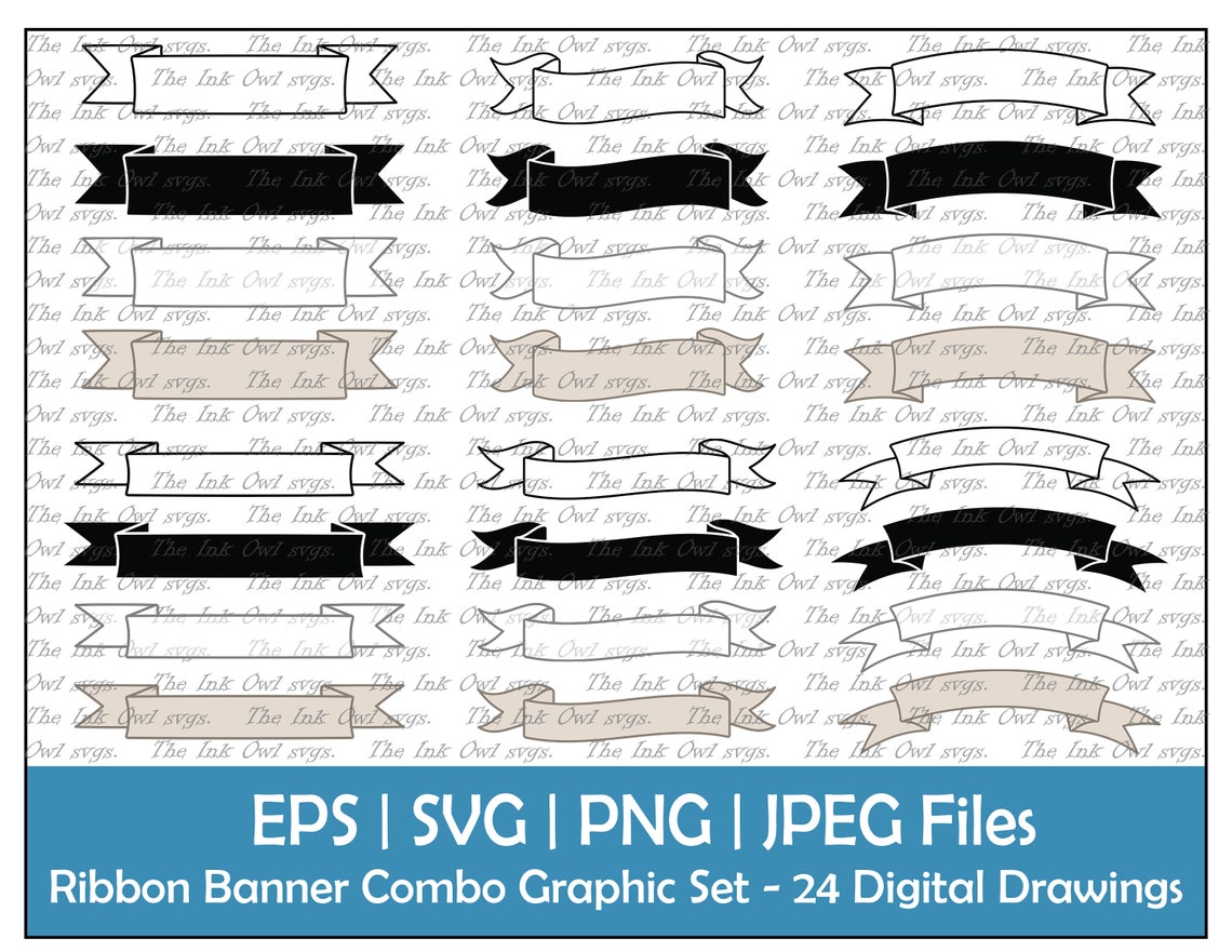 Blank Ribbon Banner Sign Template Clipart / Outline, Silhouette Stamp ...
