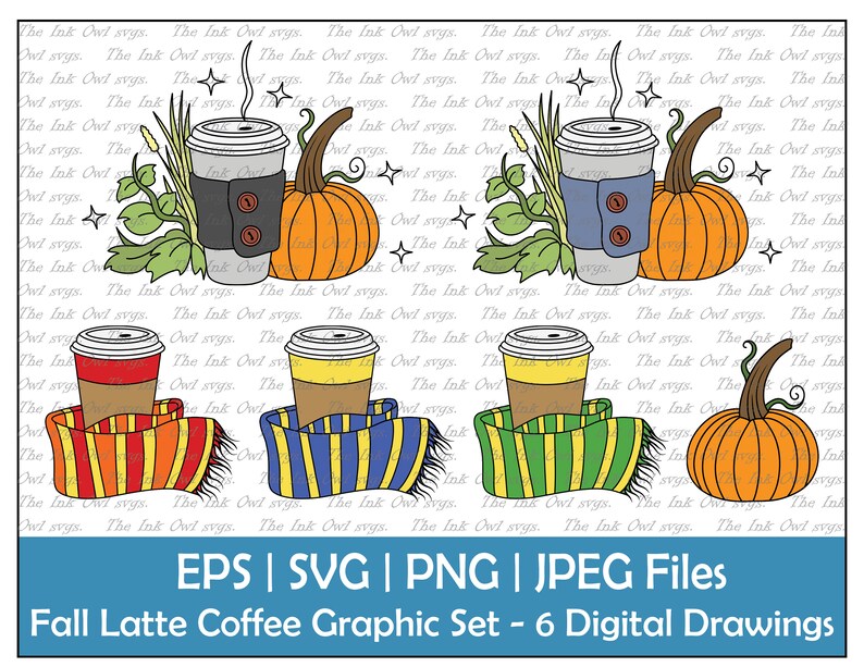 Pumpkin Spice Latte Coffee Clipart / Color Graphic / Fall Drink / With ...